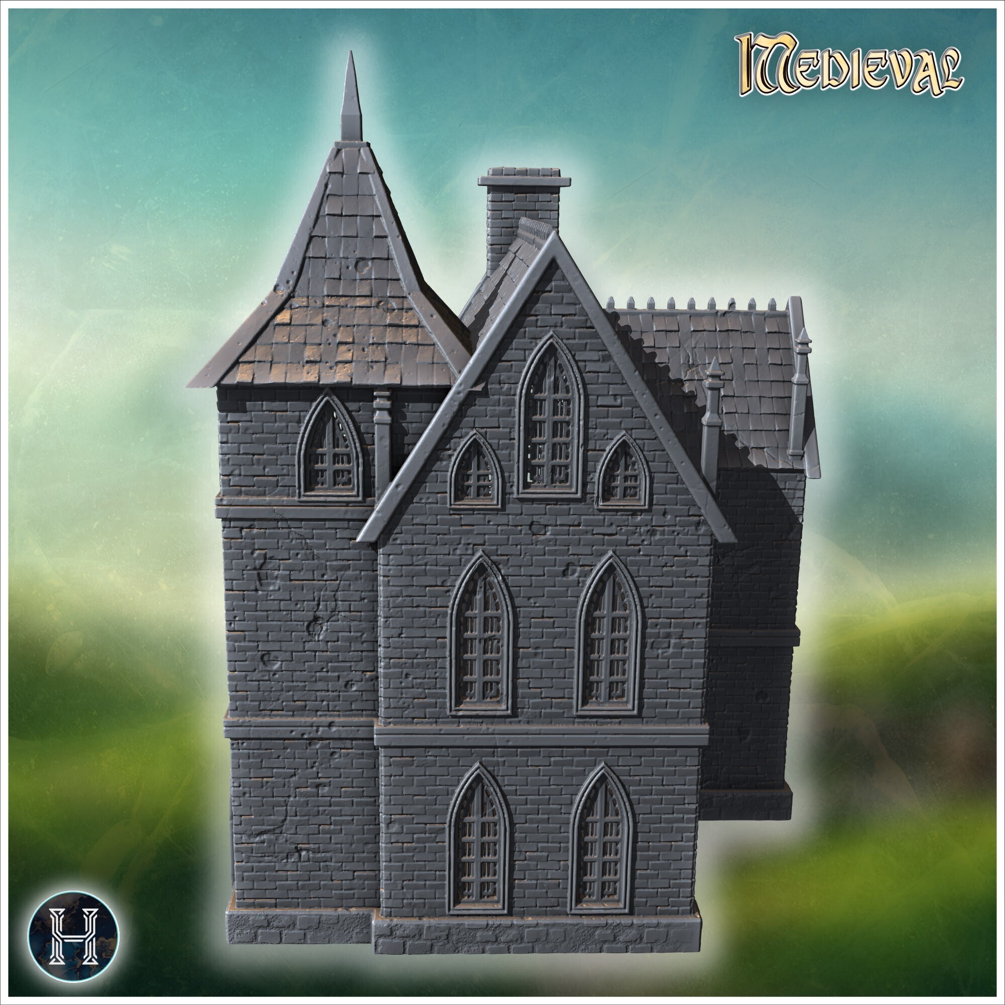 👴 Gothic villa with rooftop terrace and pointed arched windows (27 ...