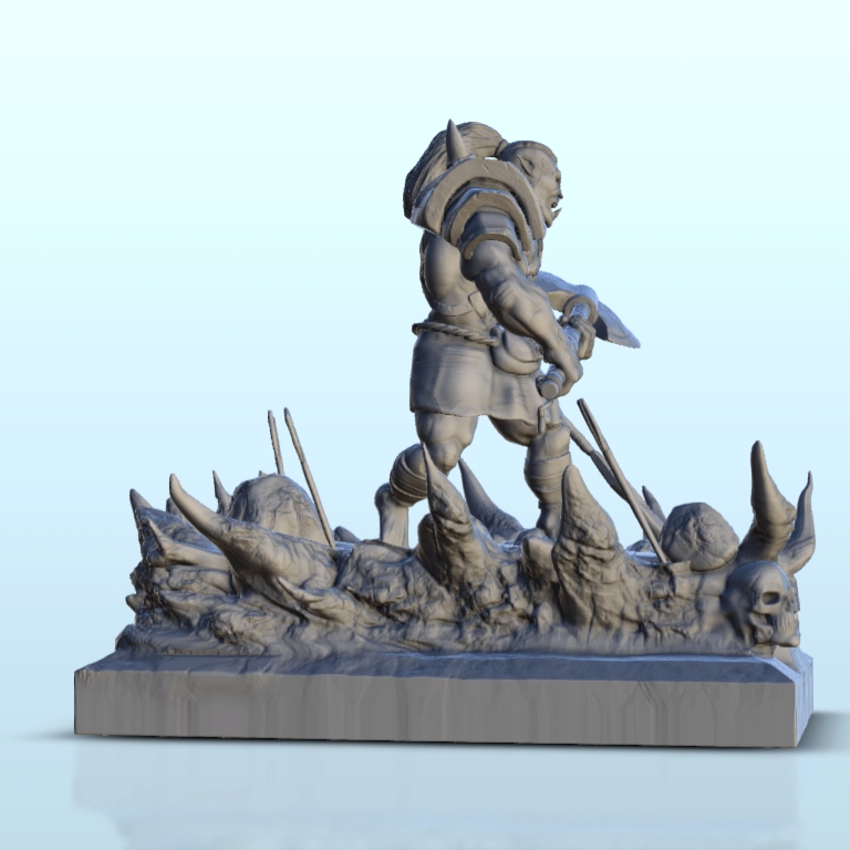 STL file Orc hero with axe on bone platform 10 - Troll Warhammer resin ...