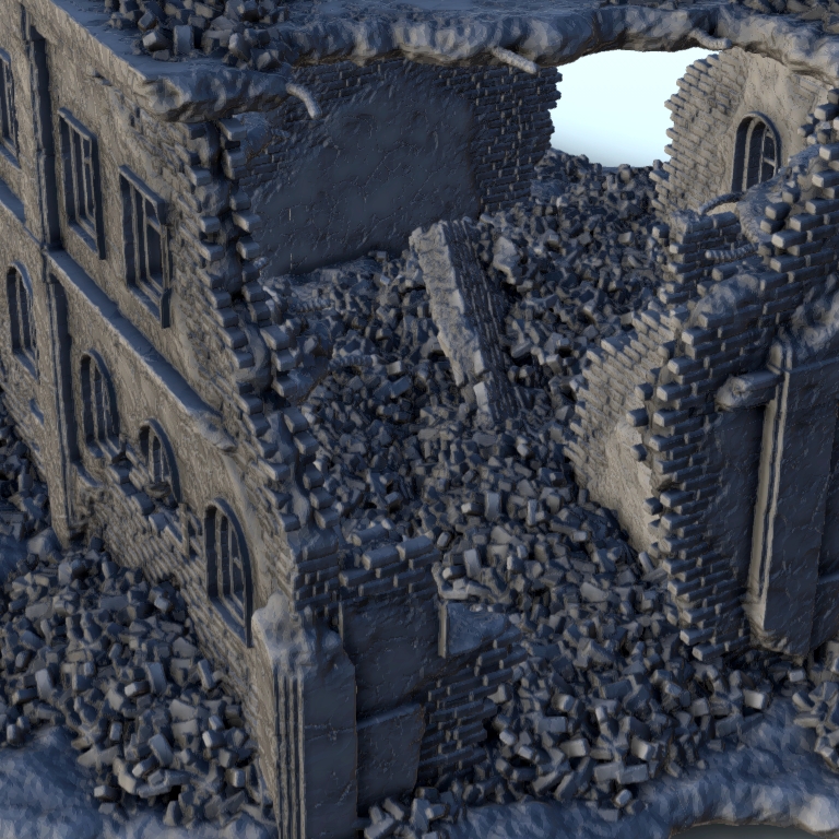 STL file Ruined building with central tower 5 - Flames of war Bolt ...