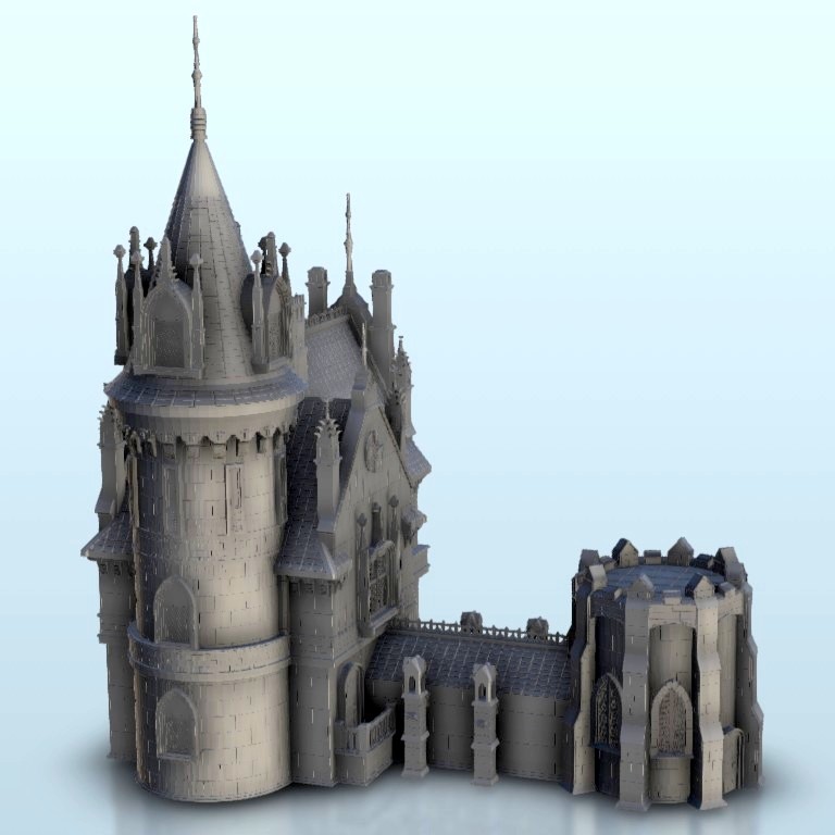 STL 文件 Gothic castle with tower 14 - Medieval Flames of war Bolt Action ...