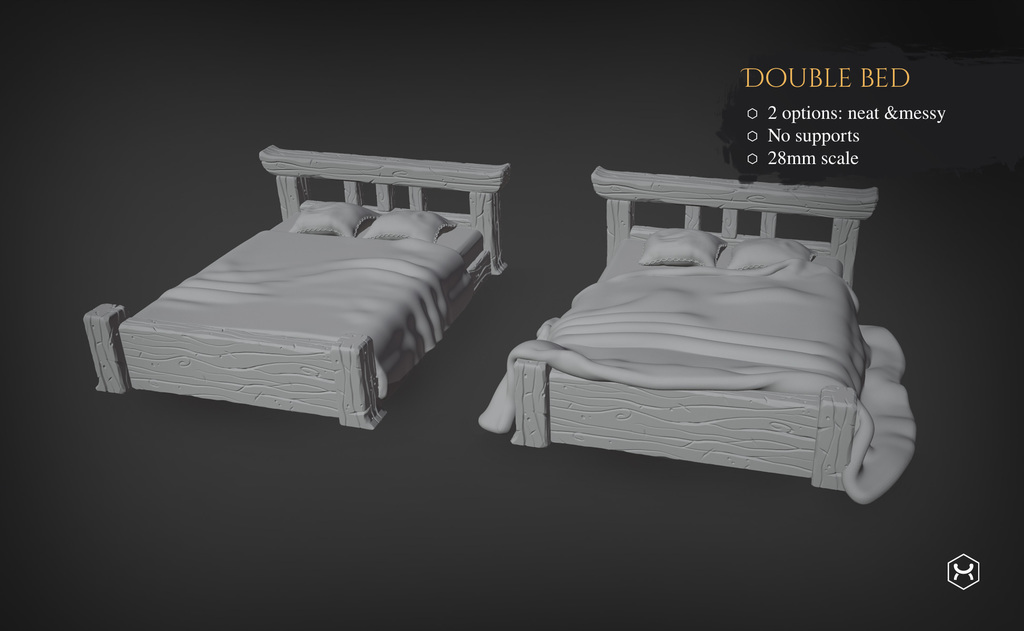 🛏️ Double Bed・Free STL File for ・Cults