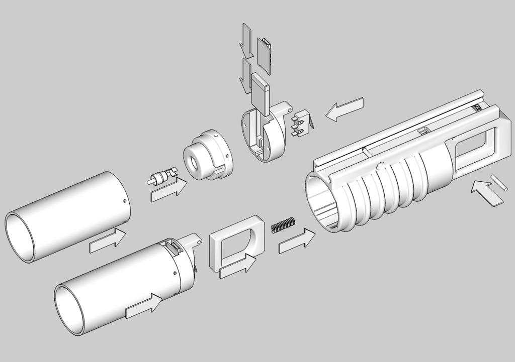 🔫 "M-mod" airsoft grenade launcher・Free STL File for ・Cults