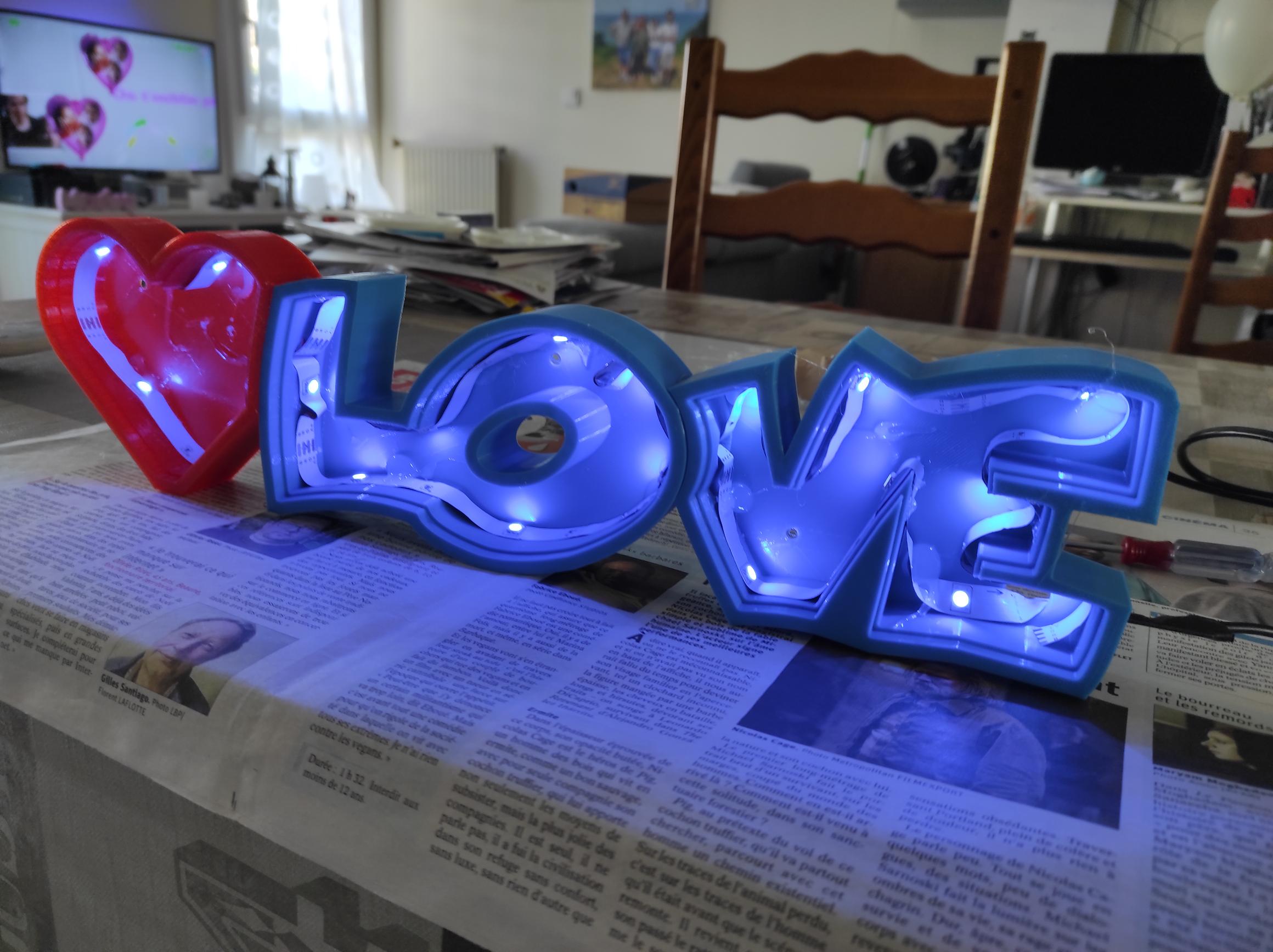 STL file sign, illuminated letters "LOVE Love Sign ️‍🔥 ・Model to ...