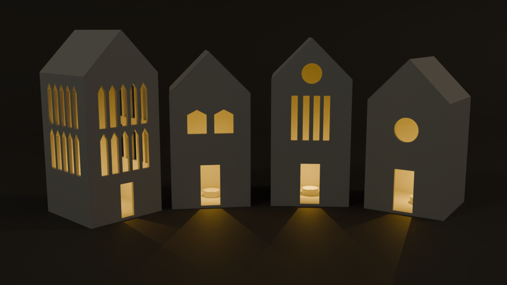 🫖 4 Tea Light Houses・Free 3D File for ・Cults