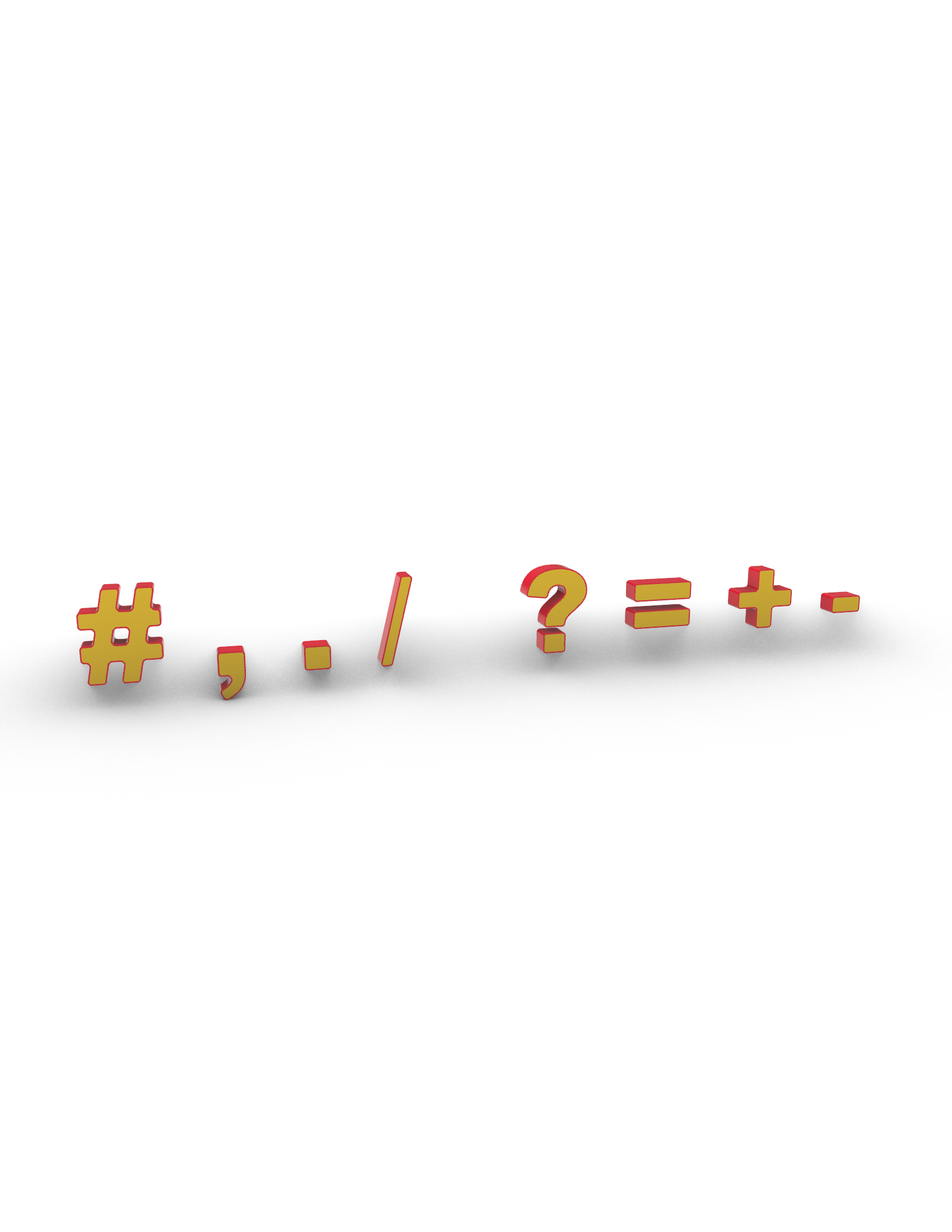 STL file 3D print - PUNCTUATION SIGNS - " # , . / ? = + - " - 250mm 🏫 ...