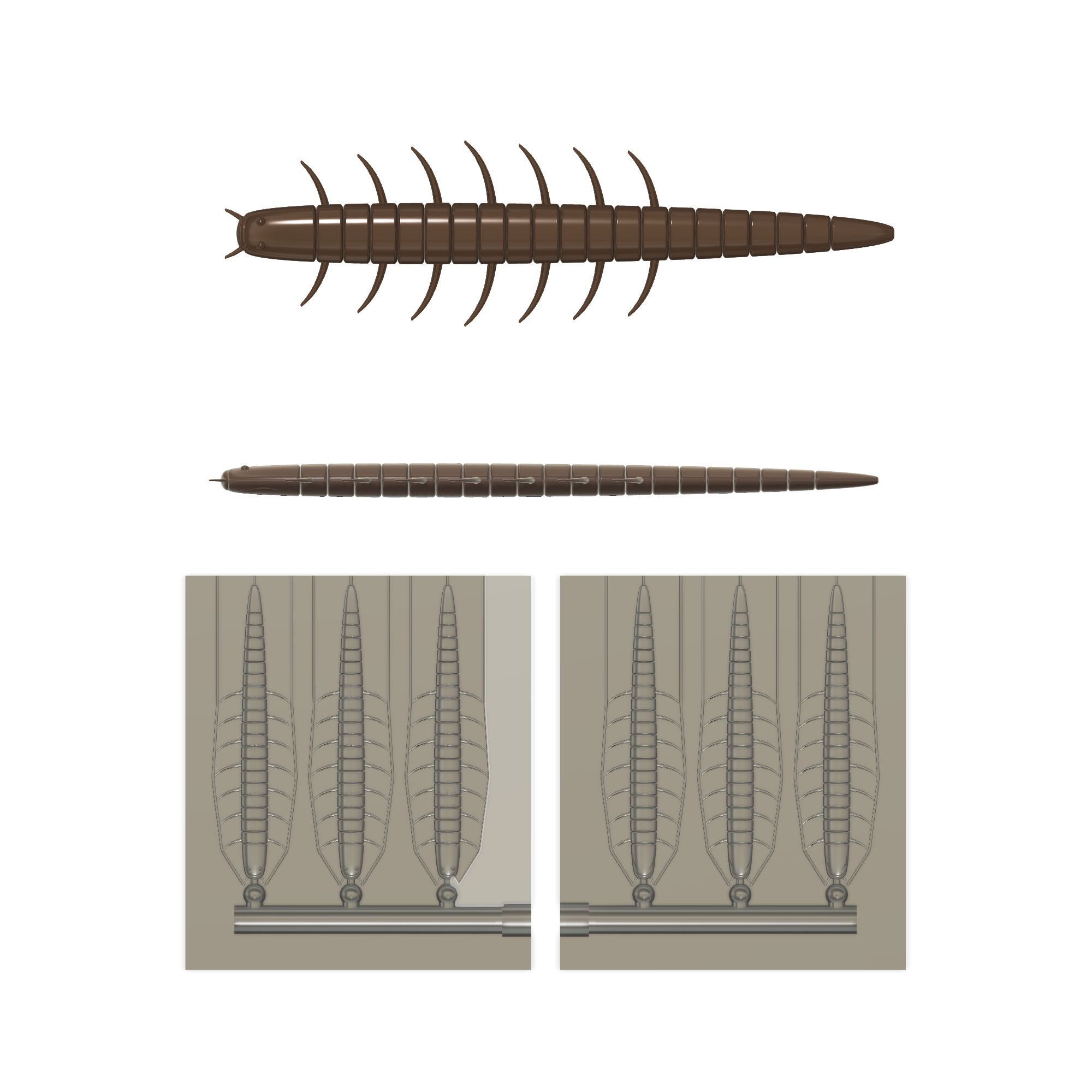 💯 Mold 100 mm. Centipede lure. 3D STL file for CNC and 3D print・ STL ...