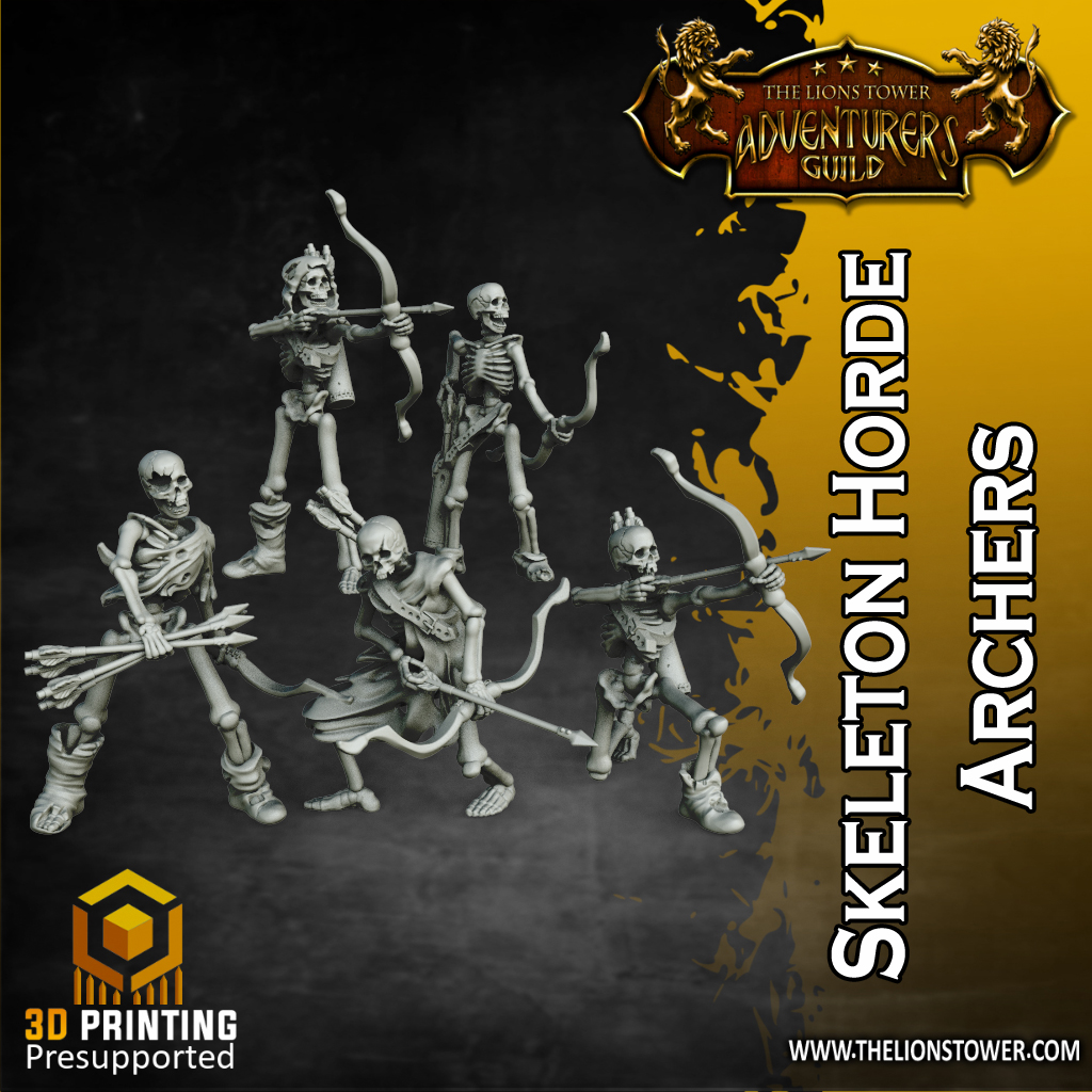 💀 Skeleton Archers - Set of 5 (5 x 32MM SCALE, PRE-SUPPORTED MINIATURES ...