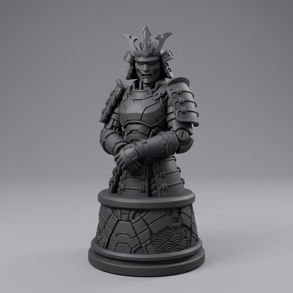 🗡️ Cyber Samurai Dynasty Chess Set - Queen Chess・ 3D File for 3D ...