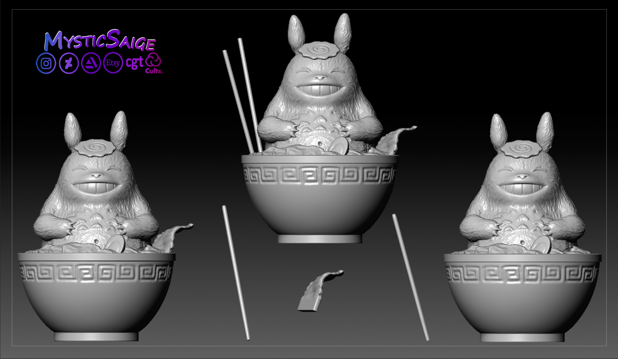 🍜 Totoro Ramen Bowl - Coin Bank - Container・ 3D File for ・Cults