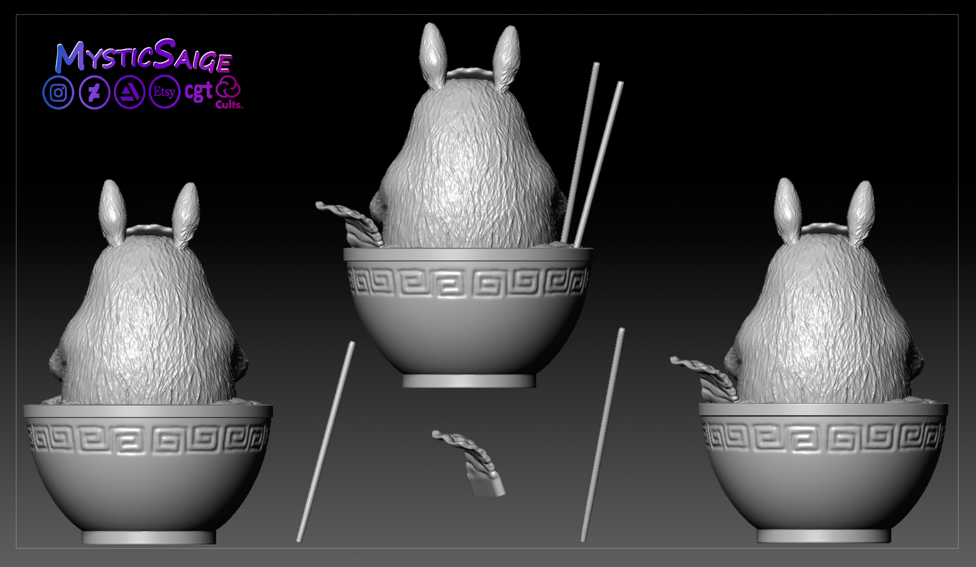 🍜 Totoro Ramen Bowl - Coin Bank - Container・ 3D File for ・Cults