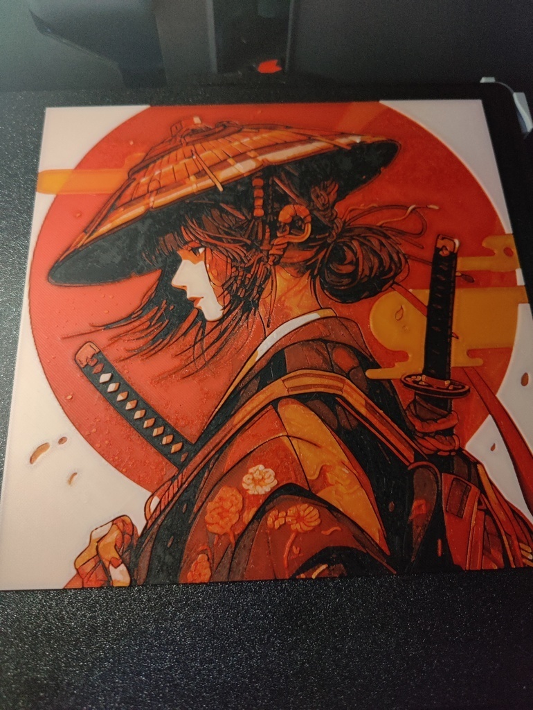 🗡️ HueForge Samurai Girl・Free STL File for ・Cults