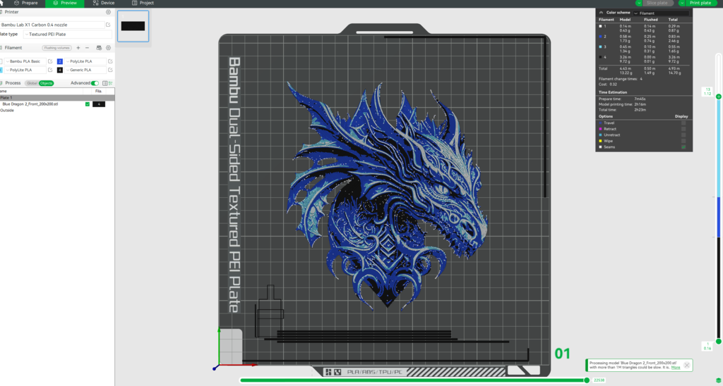 🐉 HueForge Blue dragon 2・Free STL File for ・Cults