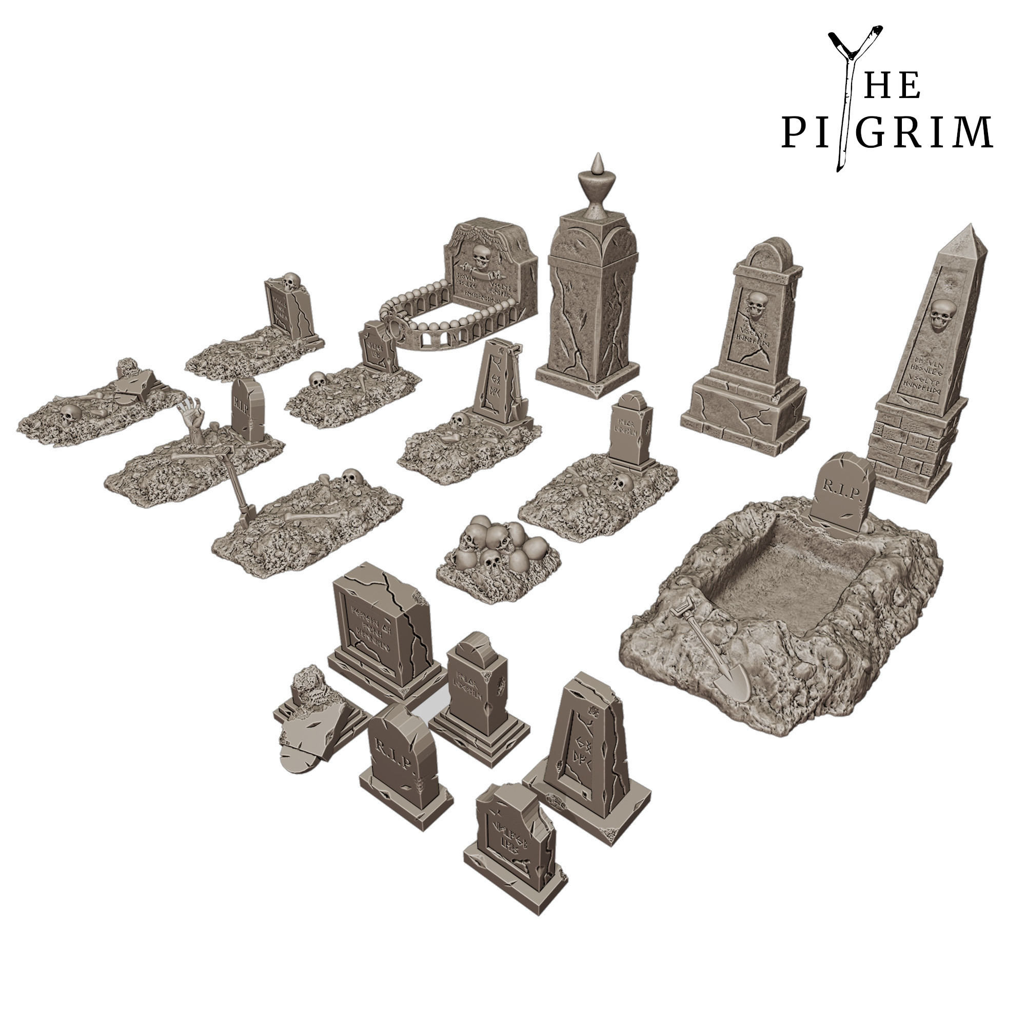 🎲 gravestones Set - TABLETOP TERRAIN DND RPG SCATTER・ 3D File for ・Cults