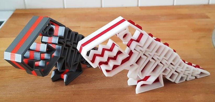 3D printing Flexi Rex with stronger links・Cults