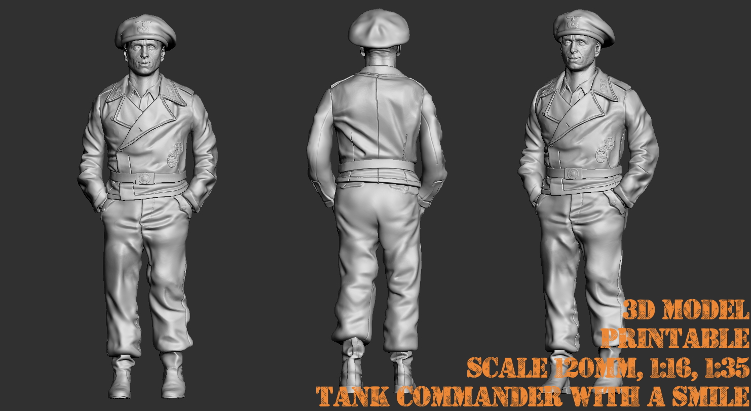 🪖 TANK COMMANDER WITH SMILE FACE Figure 3D print model・ STL File for ・Cults