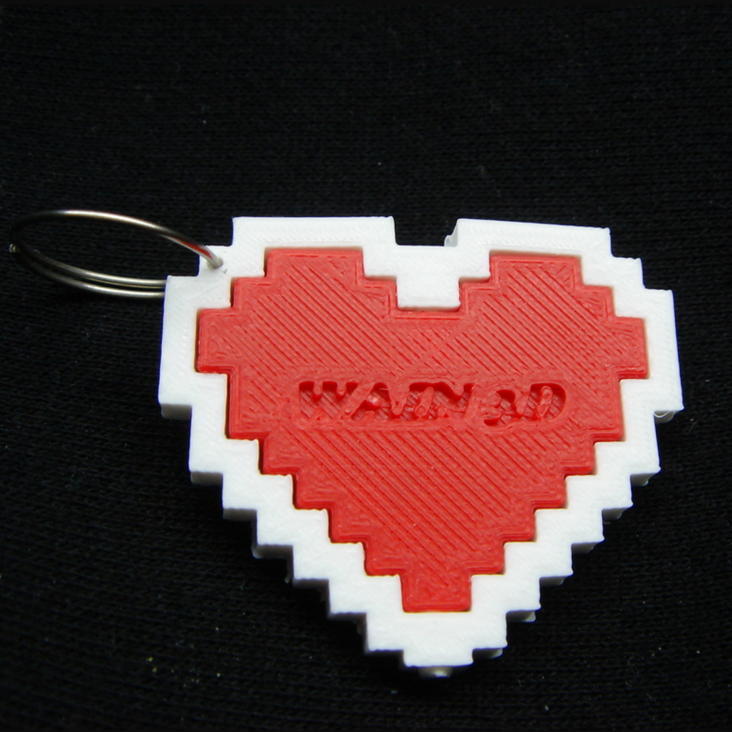 Free STL file pixel Heart Key chain 💜 ・3D printable model to download・Cults