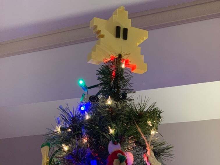 3D printed Super Mario Bros. Pixel Star Tree Topper・Cults