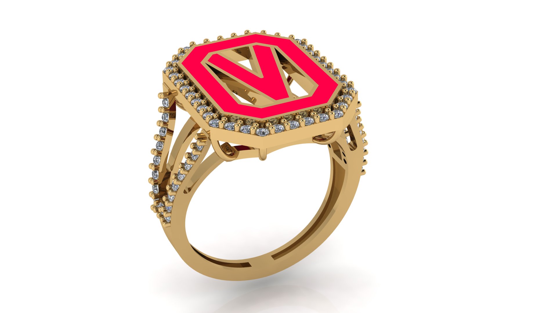 3D file Alphabet Letters Ring V 💍 ・3D print design to download・Cults