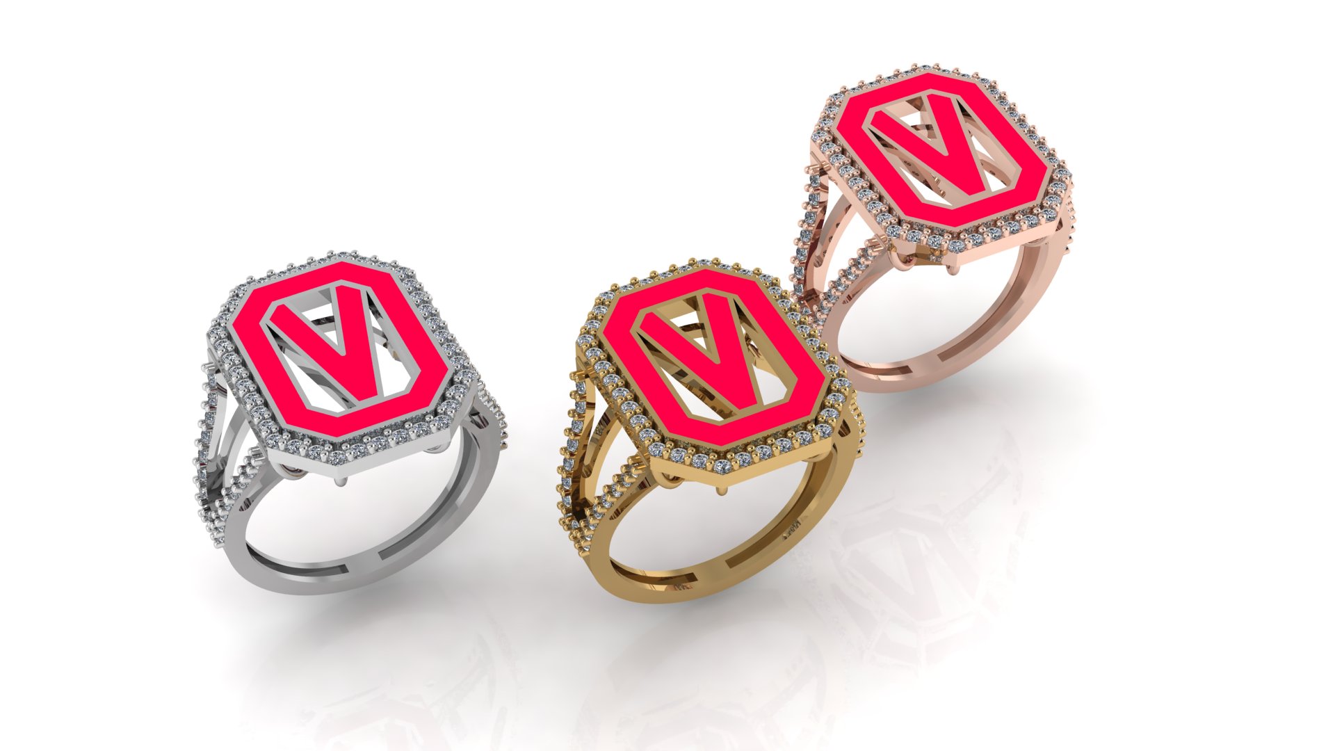 3D file Alphabet Letters Ring V 💍 ・3D print design to download・Cults