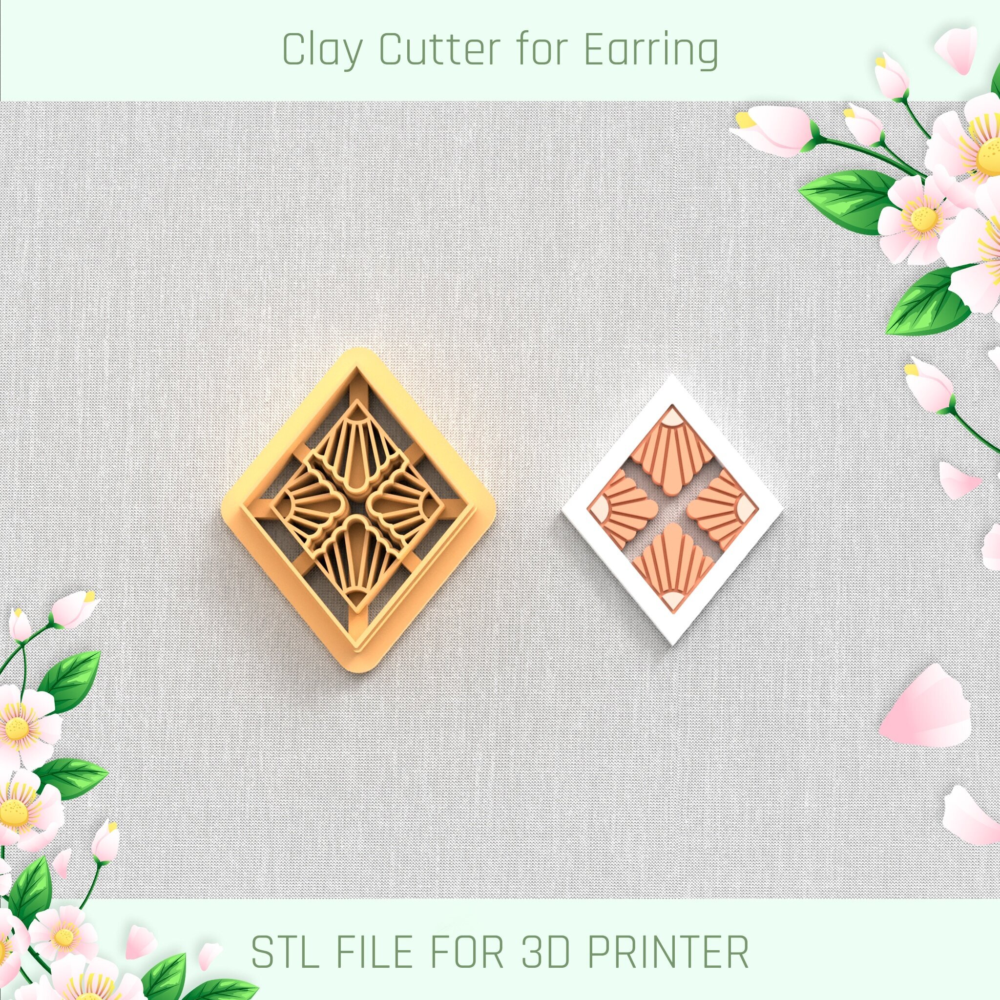 💐 Flowers in a Rhombus・ 3D File for 3D printing・Cults