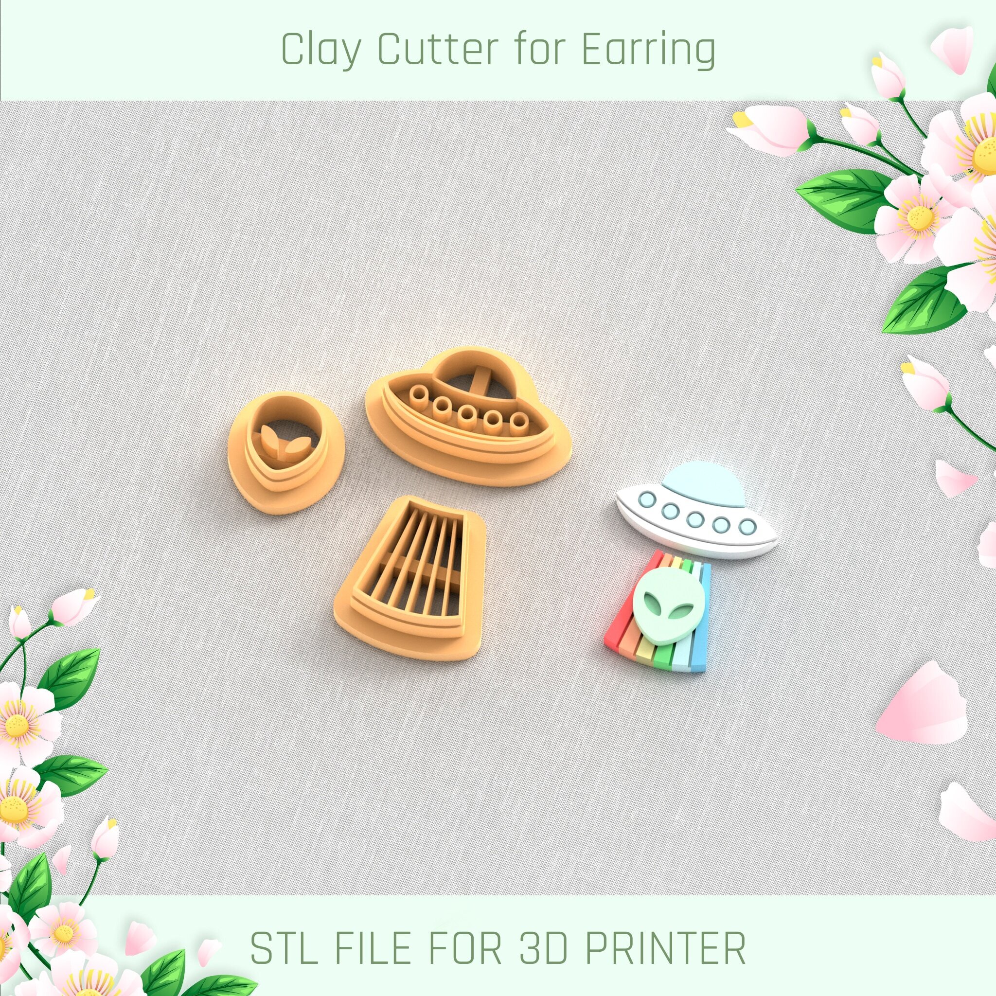 🛸 Ufo with Rainbow and Alien・ 3D File for 3D printing・Cults
