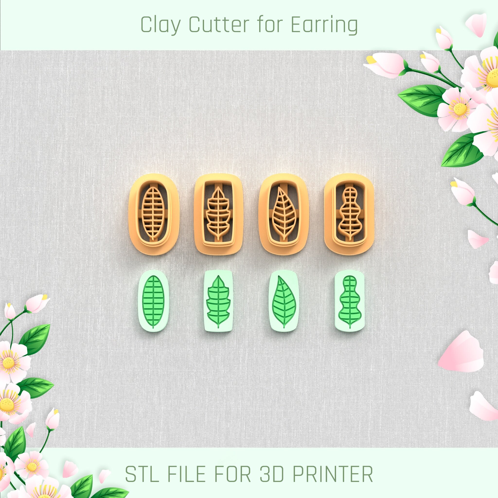💍 Juego de pendientes Sello Hoja・Archivo 3D para Impresión 3D・Cults