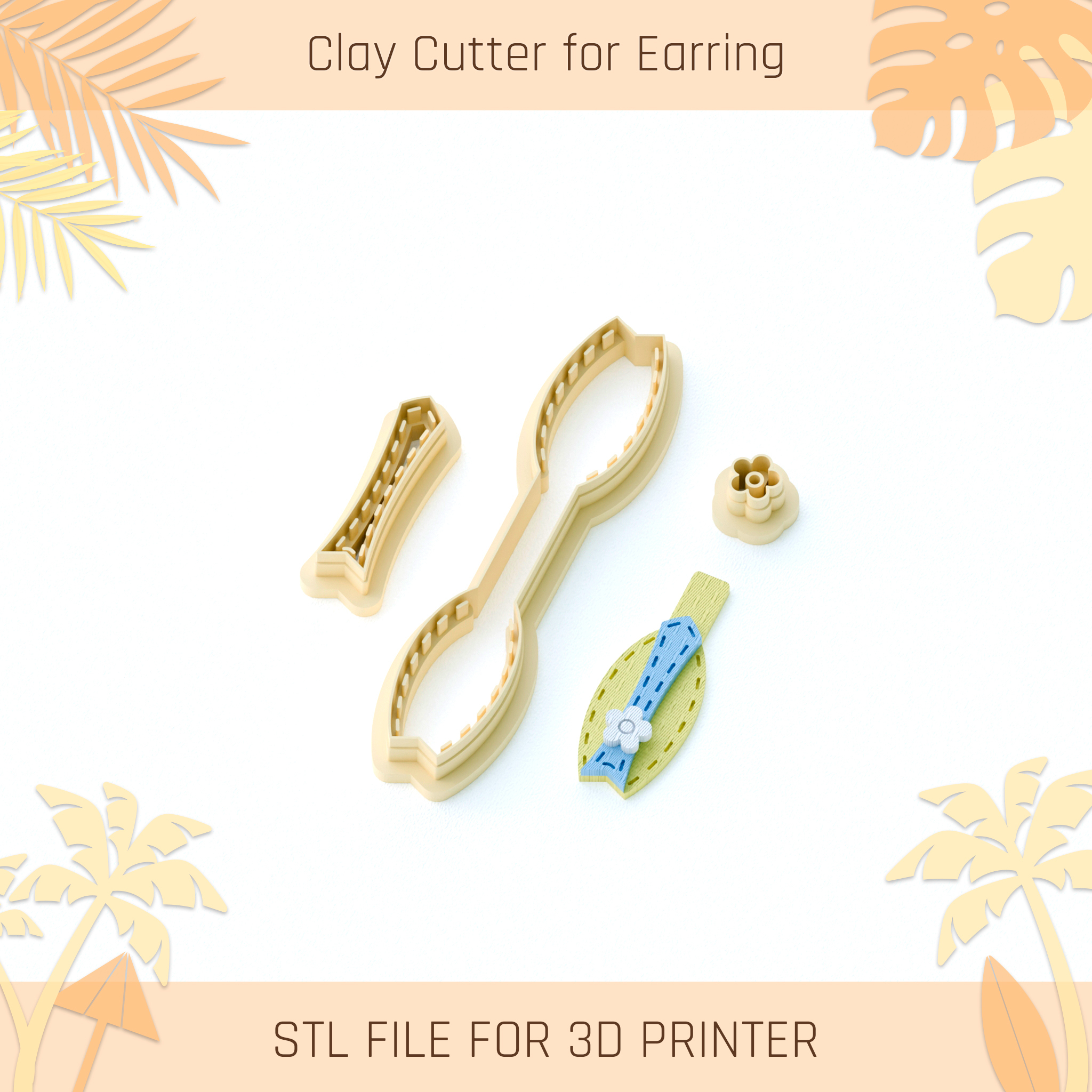 🗝️ Surfboard Leather Keychain Clay Cutter・ 3D File for 3D printing・Cults