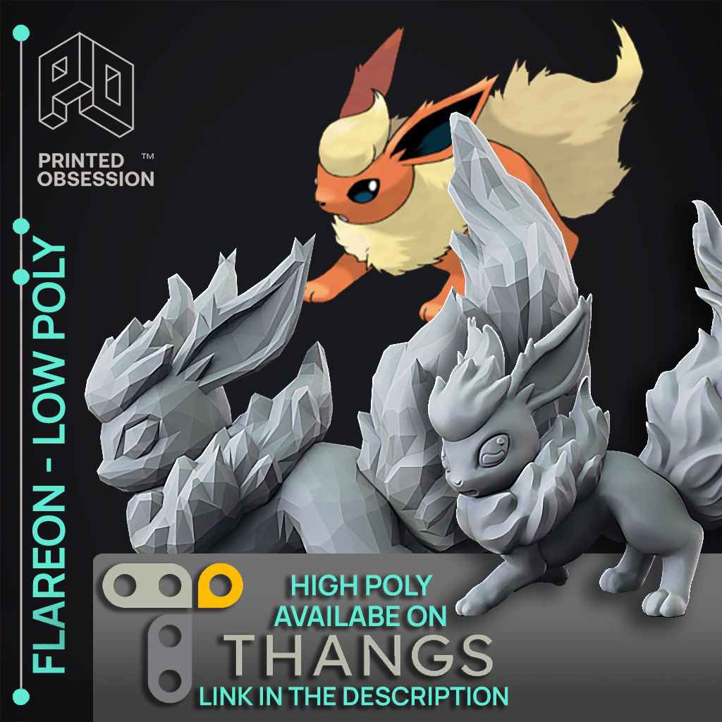 🐉 Flareon - Pokemon - Low Poly Fan Art・Free 3D File for ・Cults