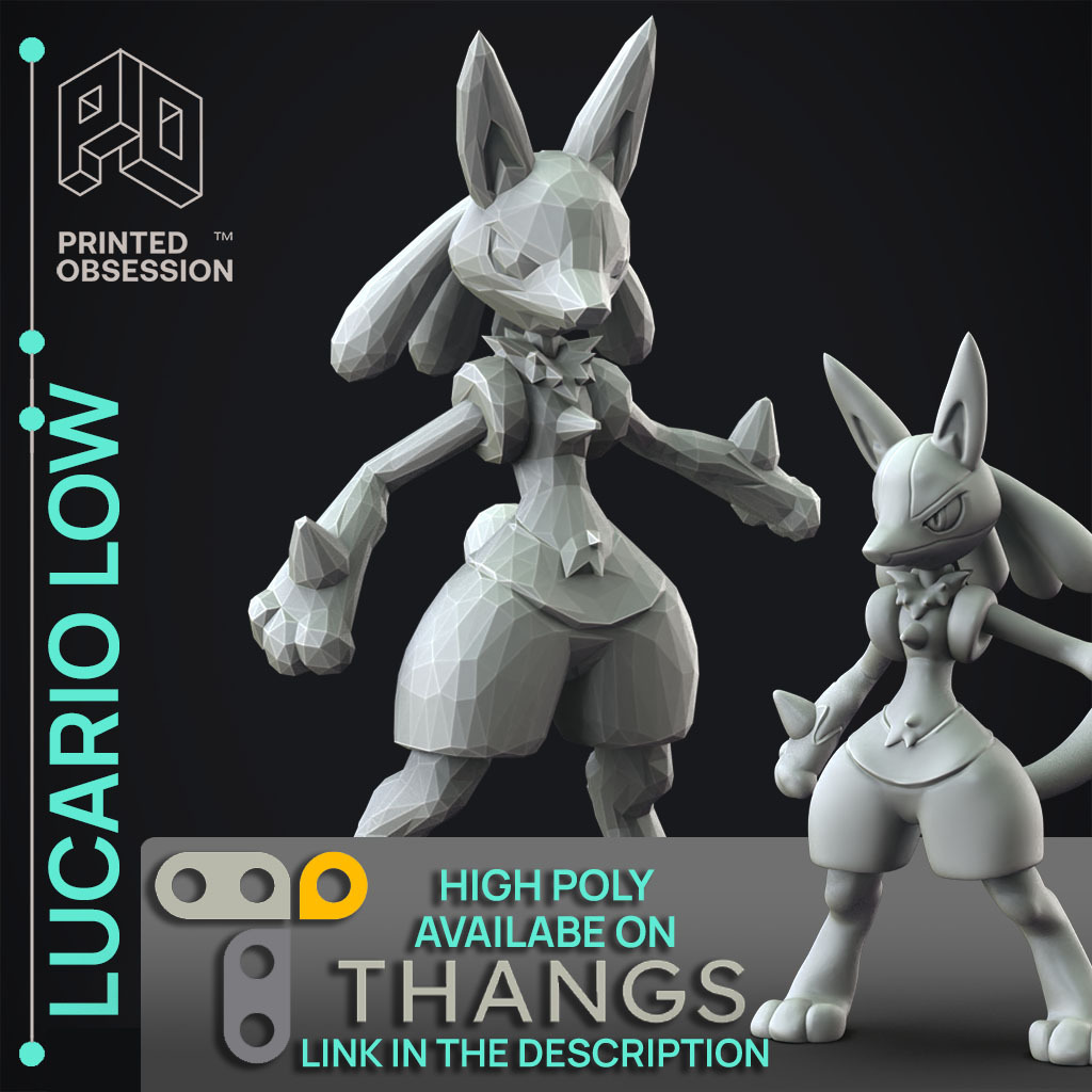 🐉 Lucario - Low Poly - Pokemon - Fan Art・Free 3D File for ・Cults