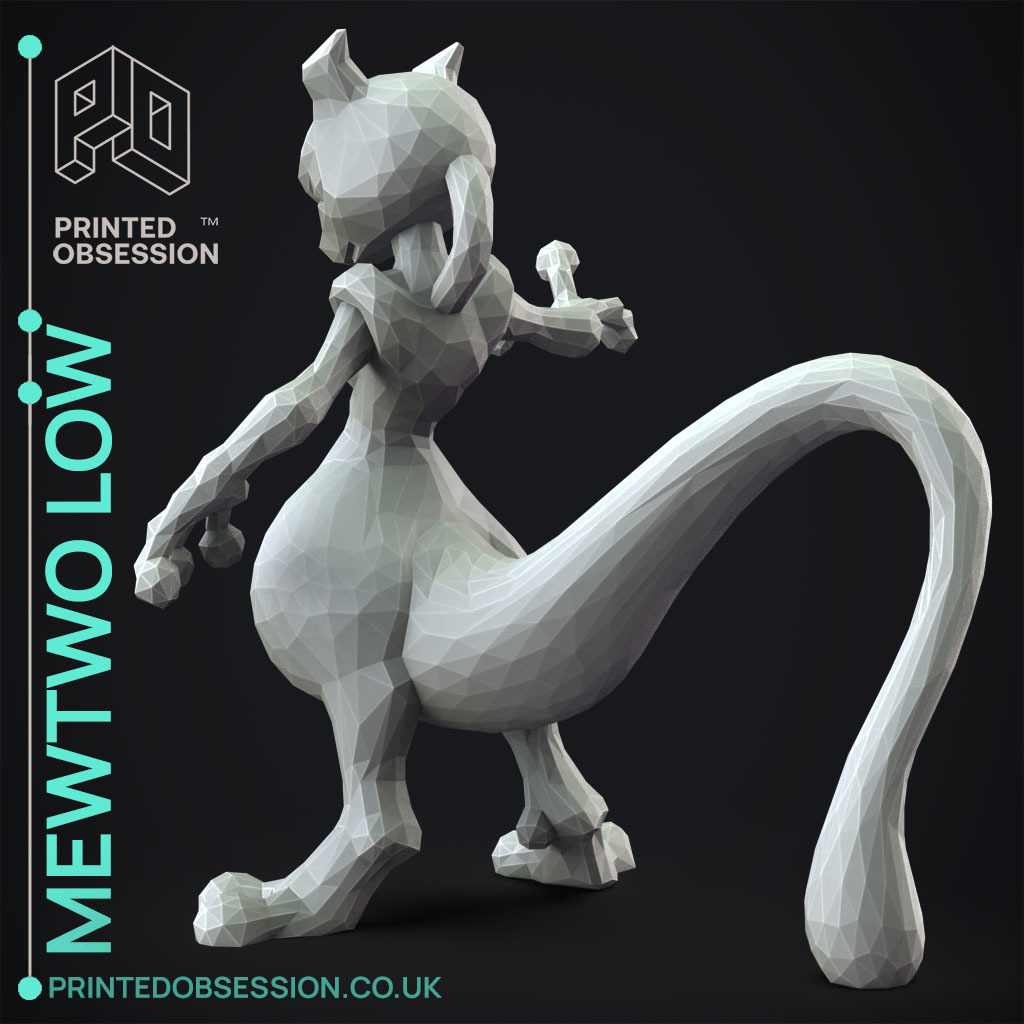 🐉 Mewtwo - Low Poly - Pokemon - Fan Art・Free 3D File for ・Cults