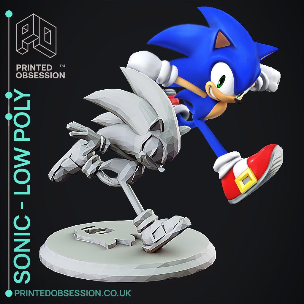🎨 Sonic - Low Poly - Fan Art・Free 3D File for ・Cults