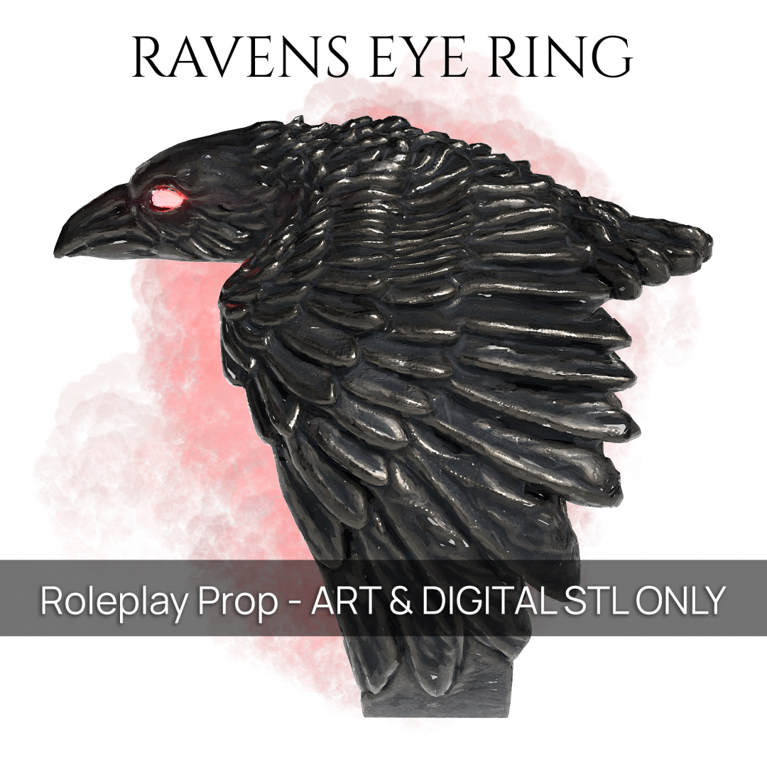 👁️ Ravens Eye Ring - D&D prop - Ring - PRESUPPORTED・ 3D File for ・Cults