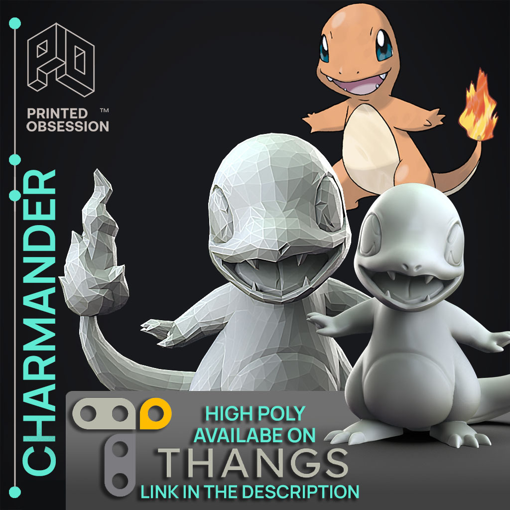 🐉 Charmander - Pokemon - Low Poly Fan Art・Free 3D File for ・Cults