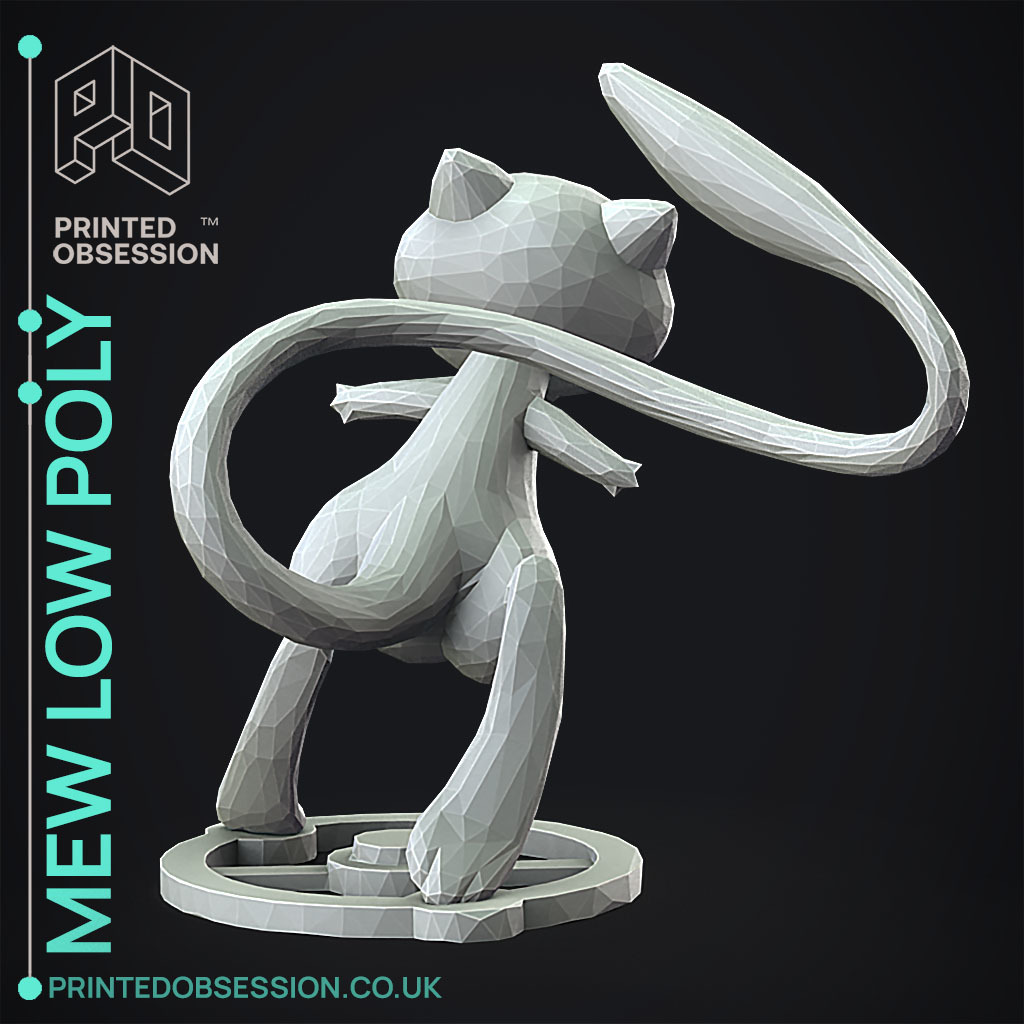 🐉 Mew - Pokemon - Low Poly Fan Art・Free 3D File for ・Cults