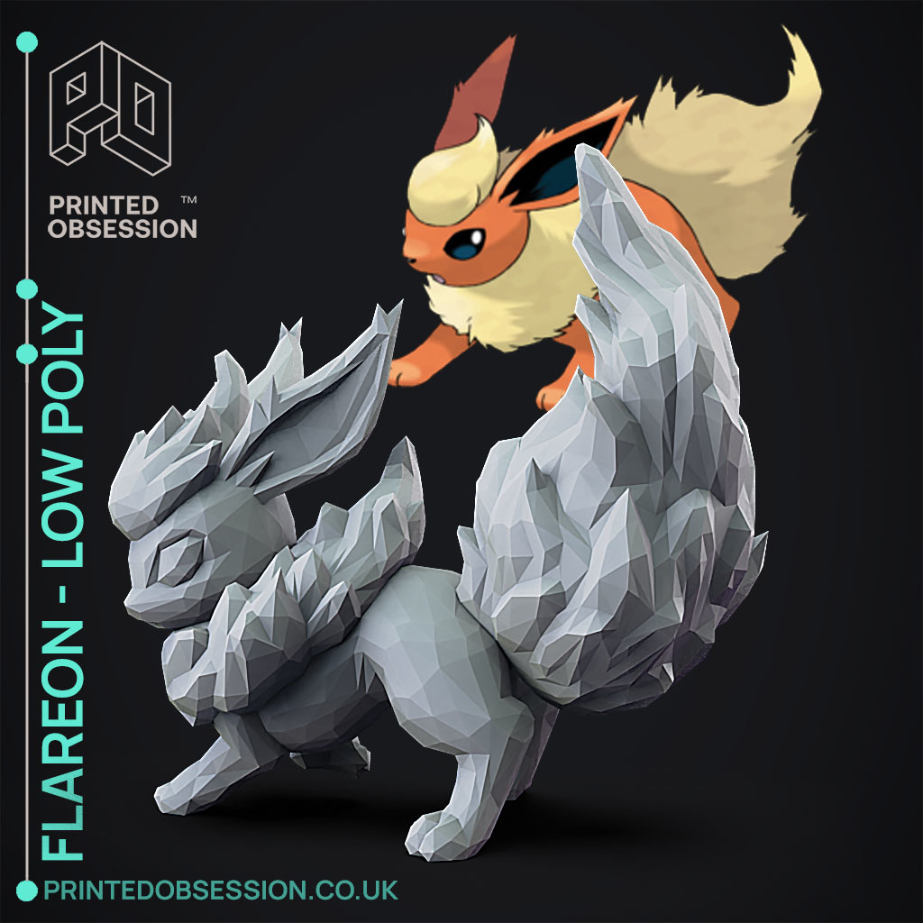 🐉 Flareon - Pokemon - Low Poly Fan Art・Free 3D File for ・Cults