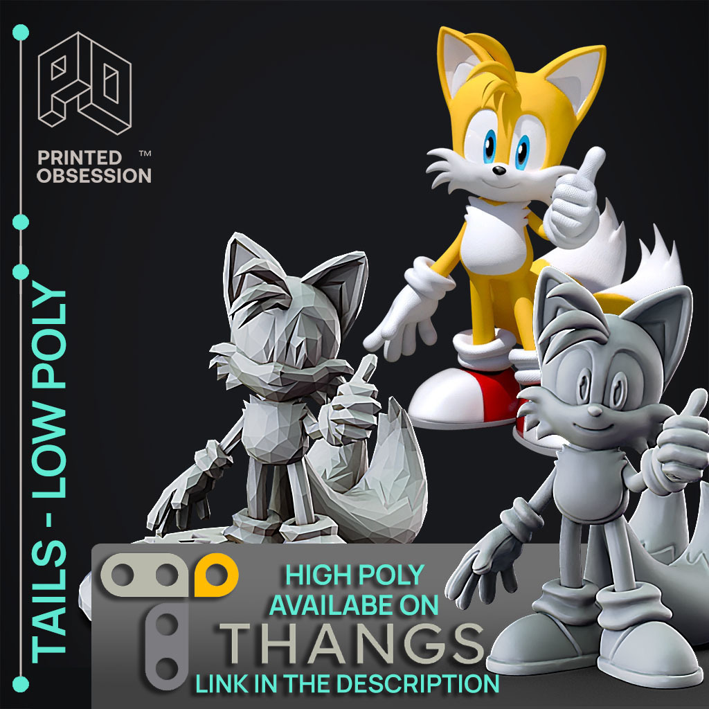 🦔 Tails - Sonic The Hedgehog - Low Poly - Fanart・Free 3D File for ・Cults