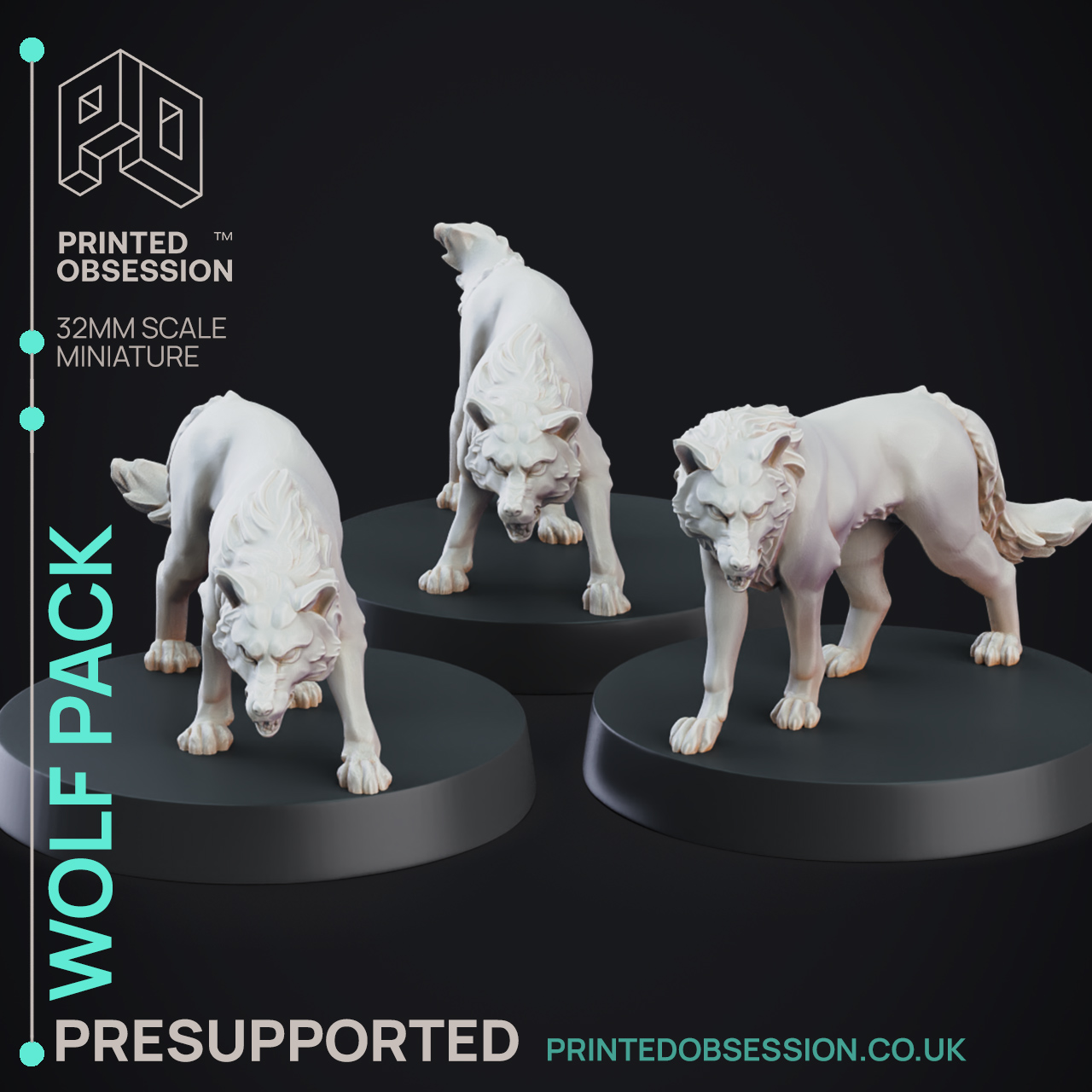 3D file Wolf Pack - 3 Models - PRESUPPORTED - 32mm scale 🐺 ・3D printer ...