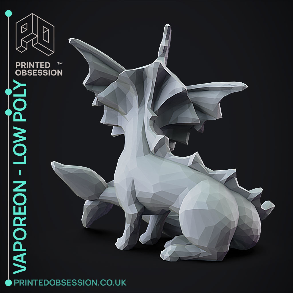 🐉 Vaporeon - Pokemon - Low Poly Fan Art・Free 3D File for ・Cults