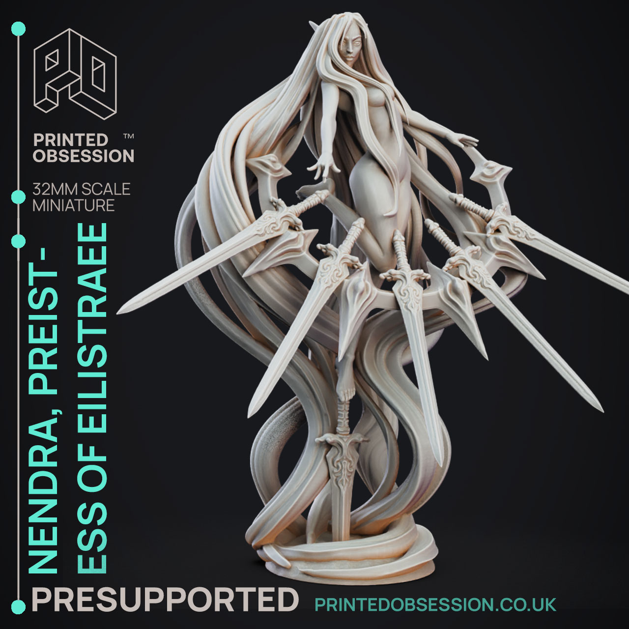 🧝 Nendra Priestess of Eilistraee - D&D Drow Elf - PRESUPPORTED - 32mm ...