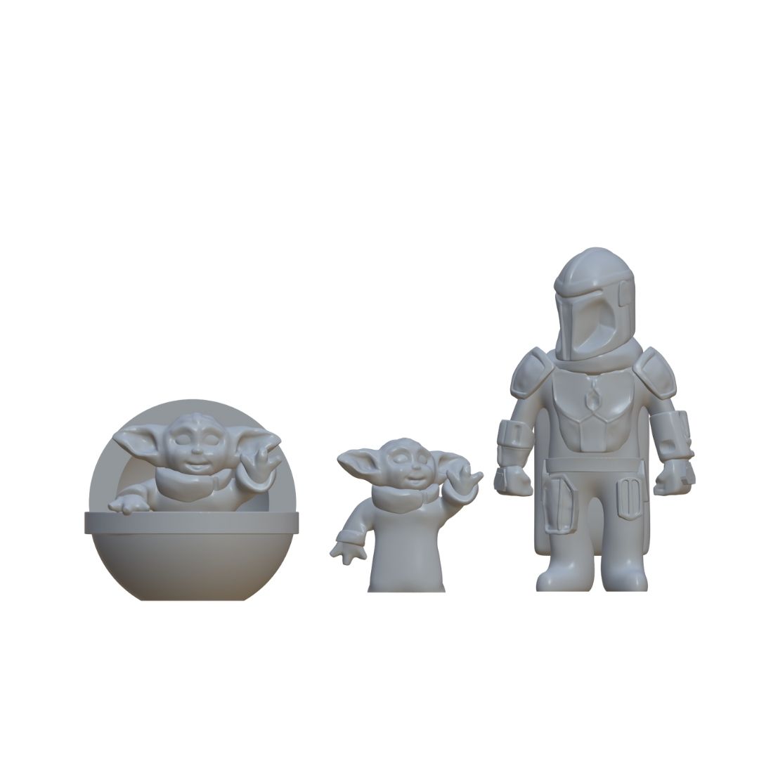 STL file Chibi Grogu & Mandaloarian ・Model to download and 3D print・Cults