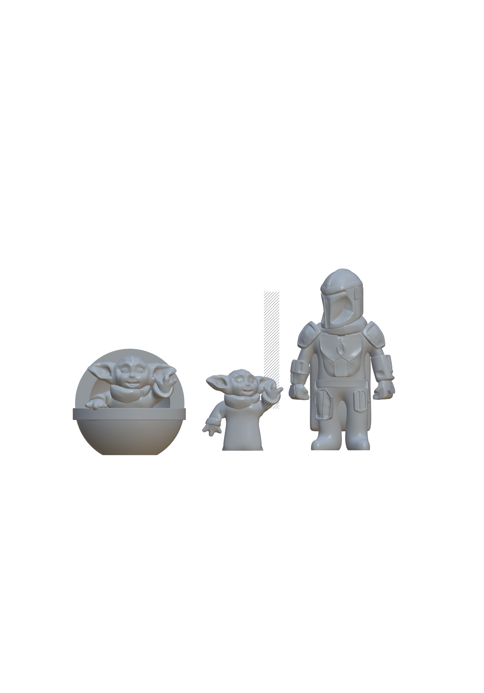 STL file Chibi Grogu & Mandaloarian ・Model to download and 3D print・Cults