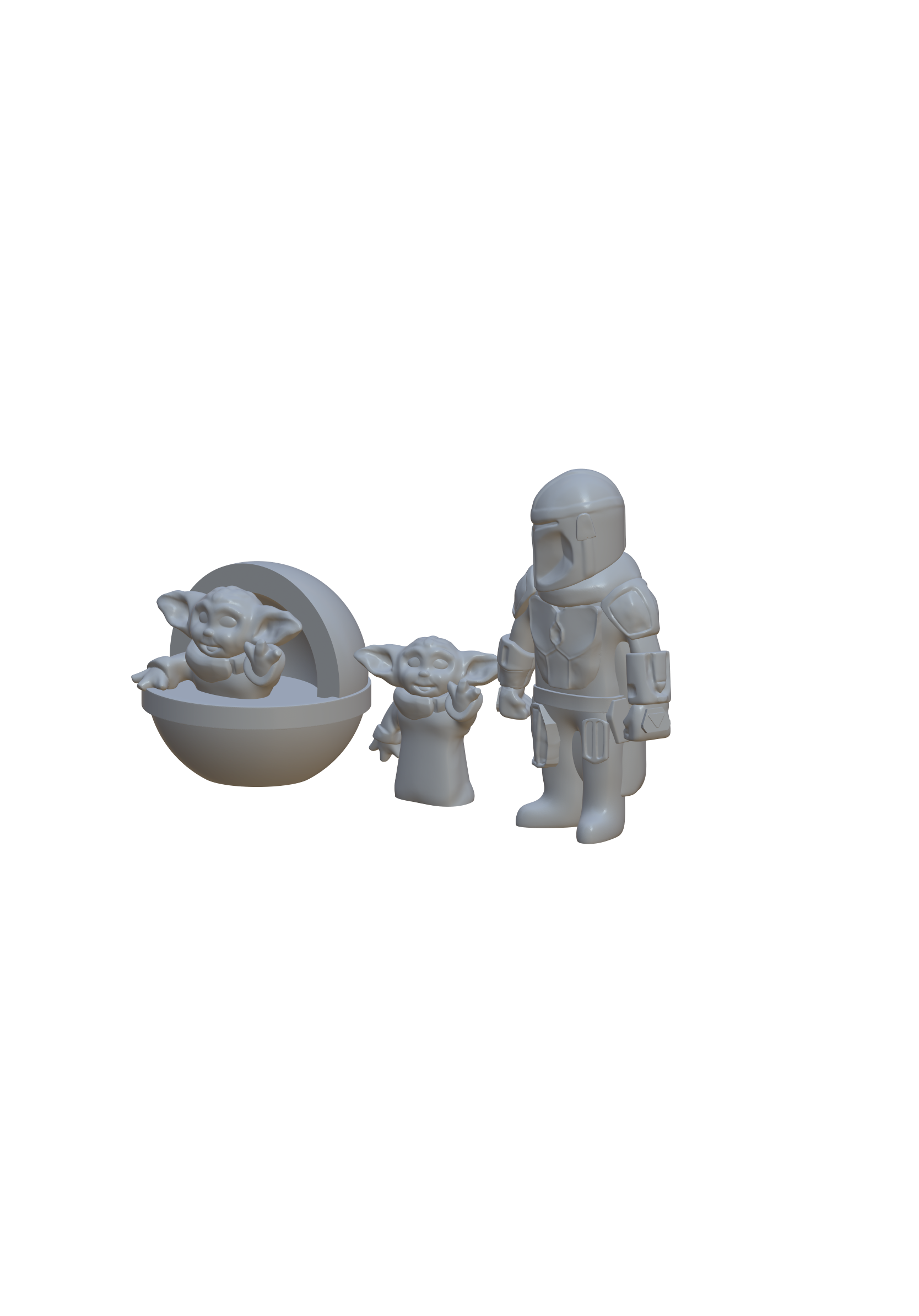 STL file Chibi Grogu & Mandaloarian ・Model to download and 3D print・Cults
