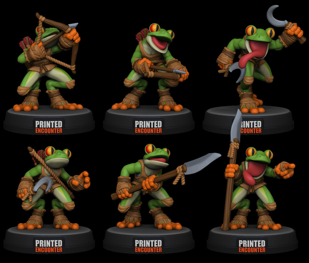 👹 Frogfolk Sample Set (clothed)・Free 3D File for ・Cults