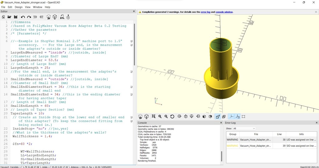 Archivo 3D gratis Adaptador de manguera de vacío paramétrico con cono y nervaduras 🧹 ・Diseño de ...