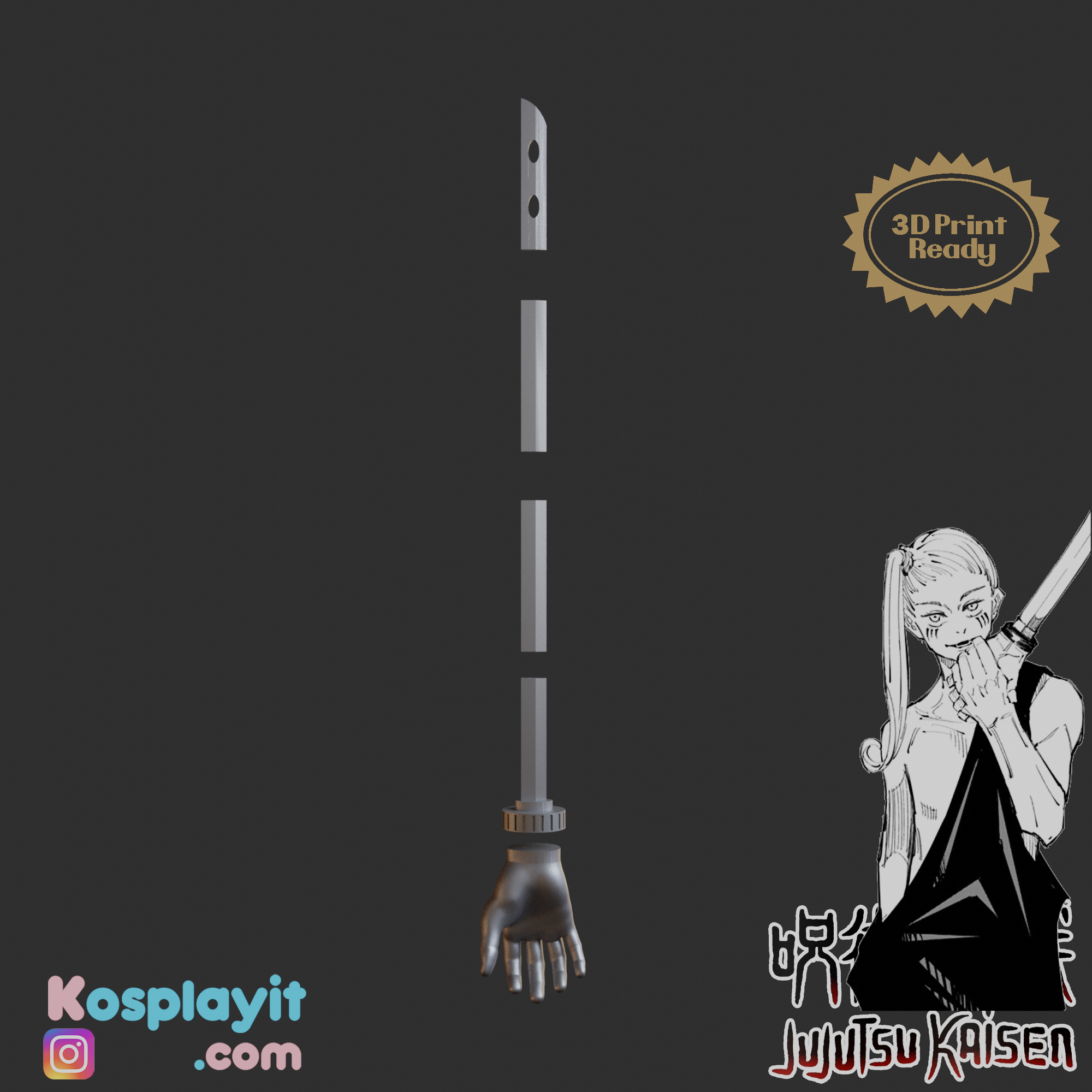 Jujutsu Kaisen Hand Sword 3D Model - Haruta Shigemo Sword Cosplay ...