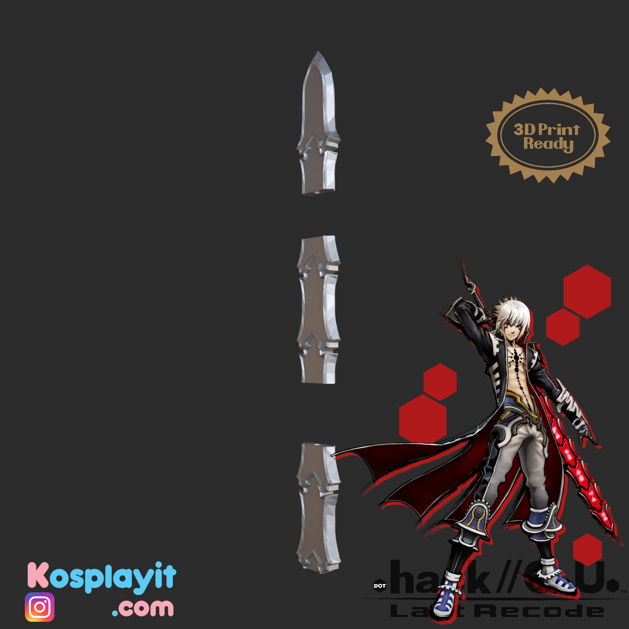 🗡️ Haseo 5th Form Sword 3D Model - Dot Hack Cosplay - 3D Printing - 3D ...
