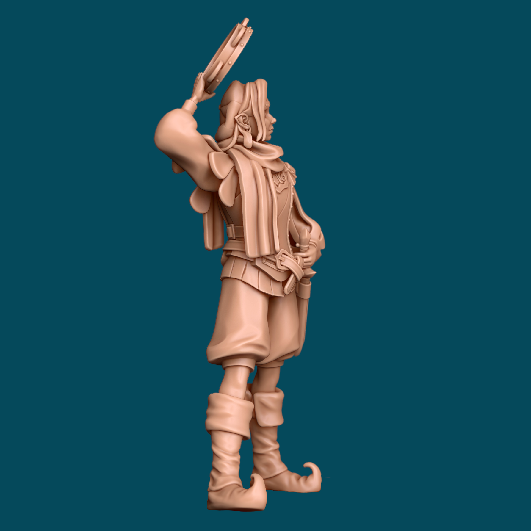 STL file Yuta, a bard with a tambourine - DnD miniature [presupported ...