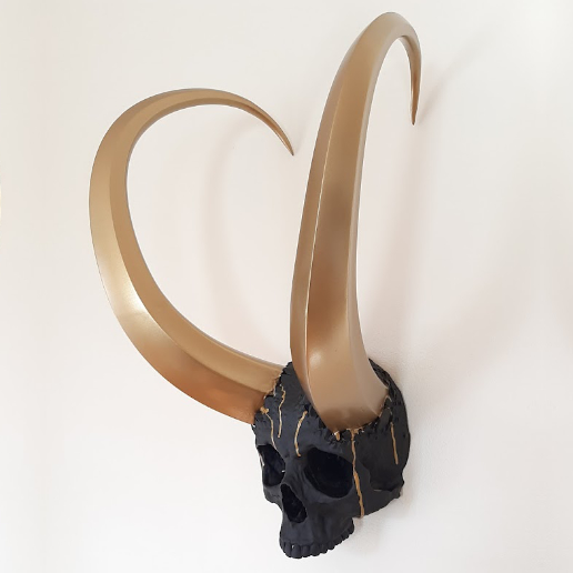 💀 LOKI SKULL, WALL MOUNTED SCULPTURE, MARVEL・ STL File for ・Cults