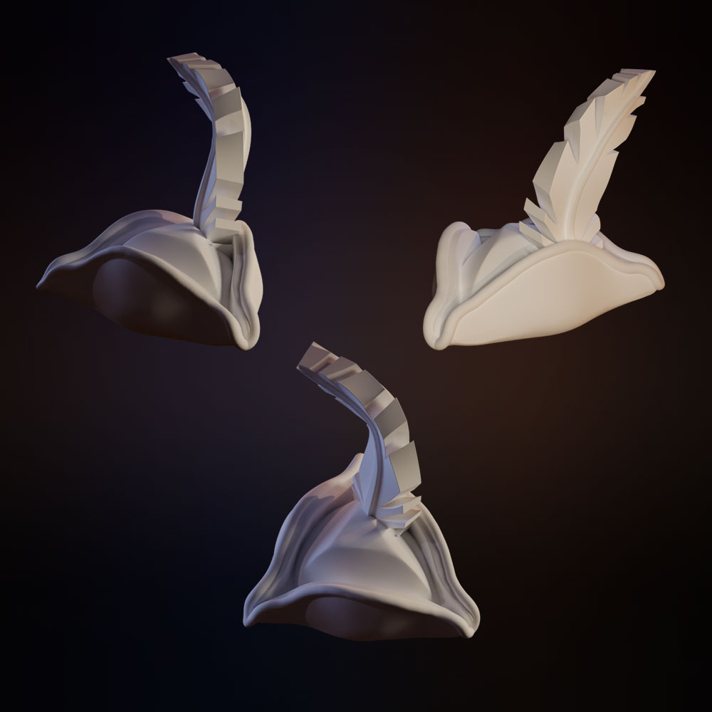 🎩 Bard's hat with feather (bits)・Free STL File for ・Cults