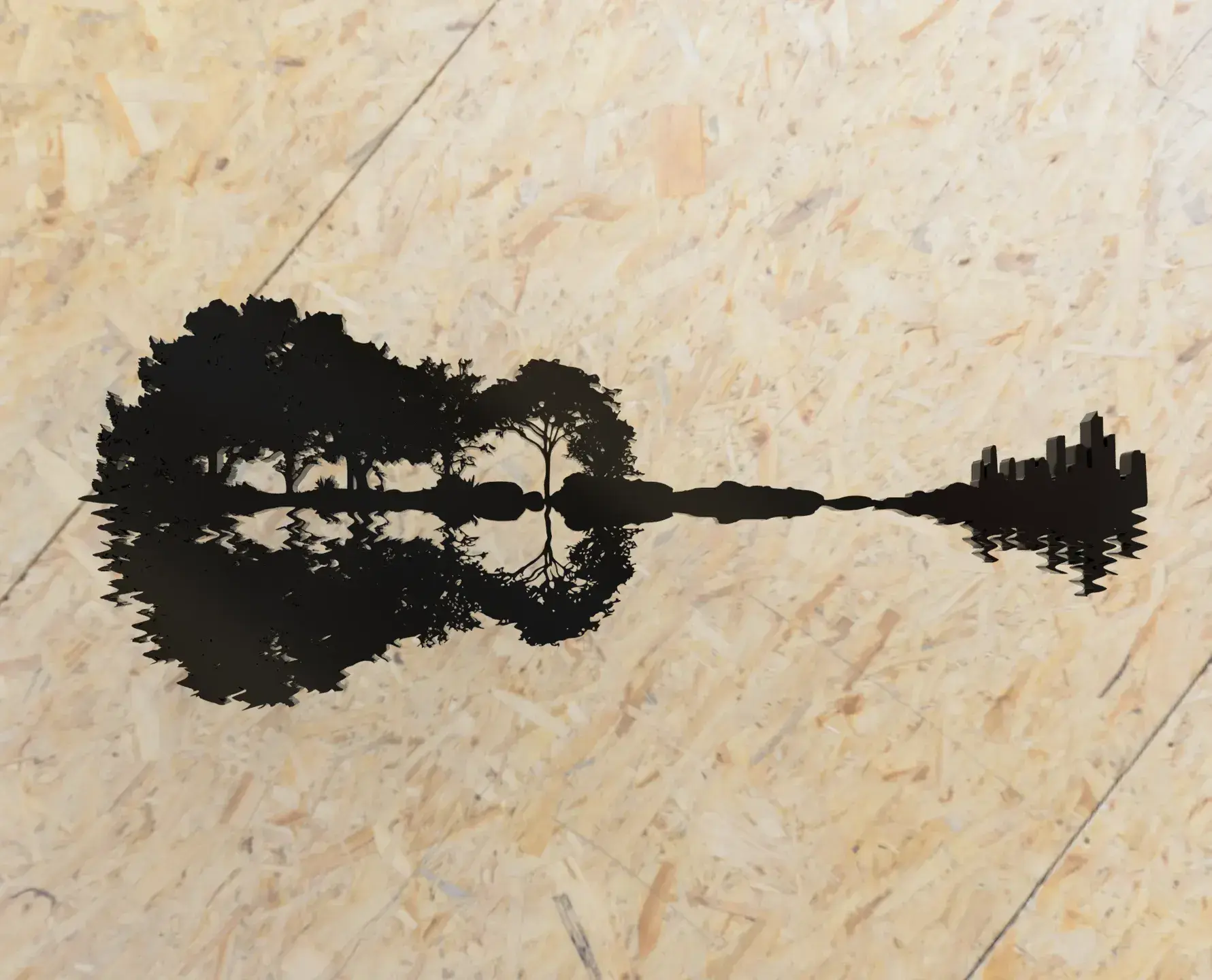 Free 3D file 2D Wall Art Guitar Nature City 🎨 ・3D printable model to ...